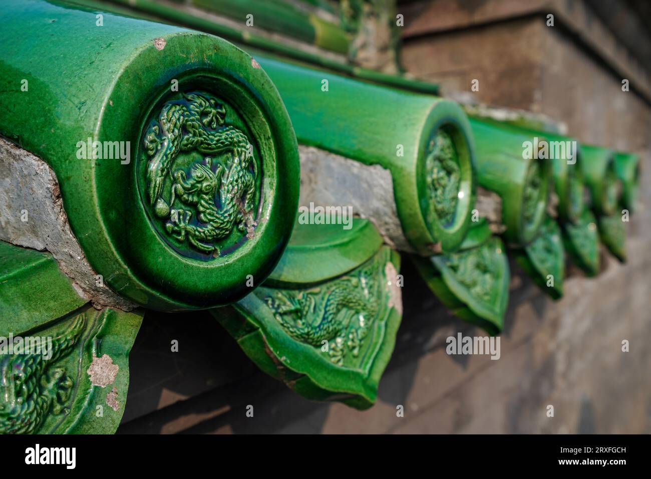 Green Chinese glazed roof tile of the Temple of Heaven in Beijing Stock ...