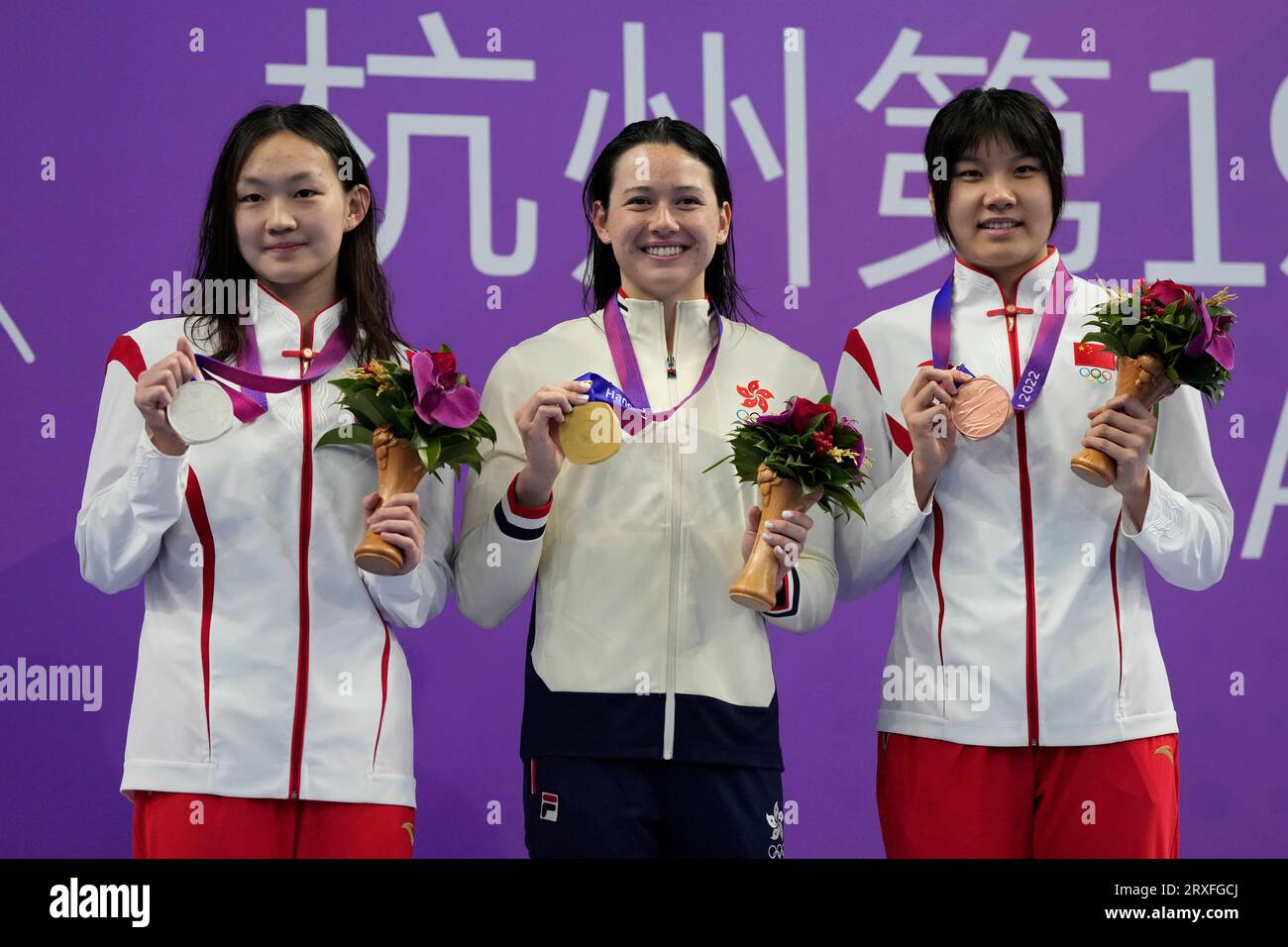 Gold medalist Hong Kong's Siobhan Bernadette Haughey, center, is ...