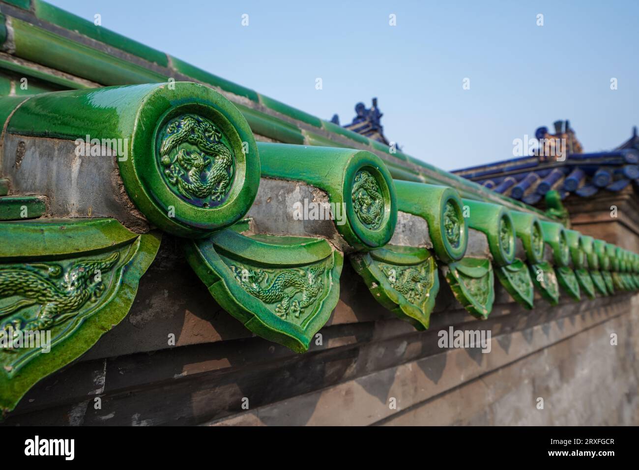 Green Chinese glazed roof tile of the Temple of Heaven in Beijing Stock ...