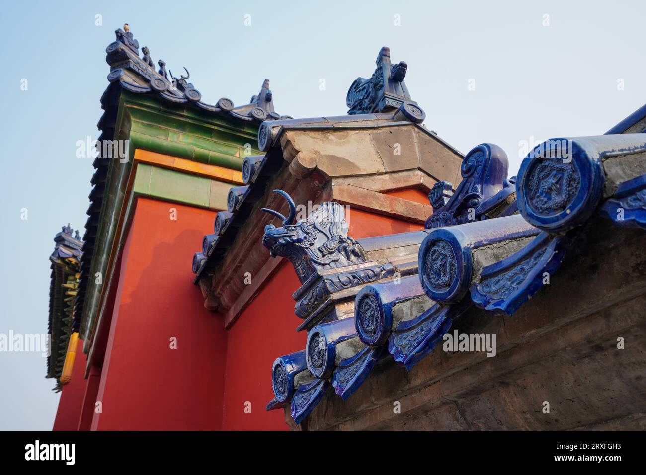 Purple Chinese glazed roof tile of the Temple of Heaven in Beijing ...