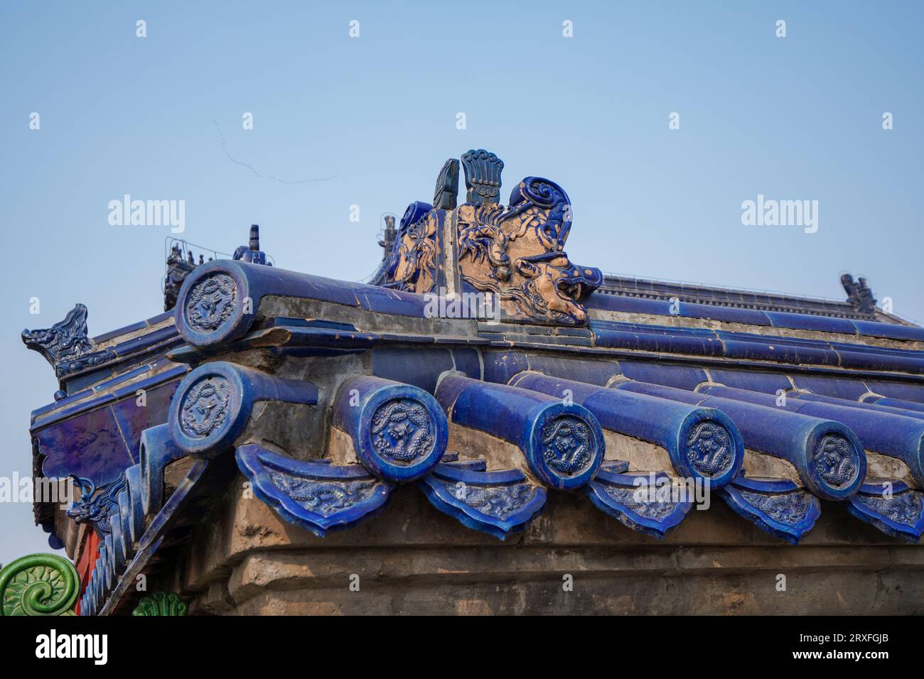 Purple Chinese glazed roof tile of the Temple of Heaven in Beijing ...