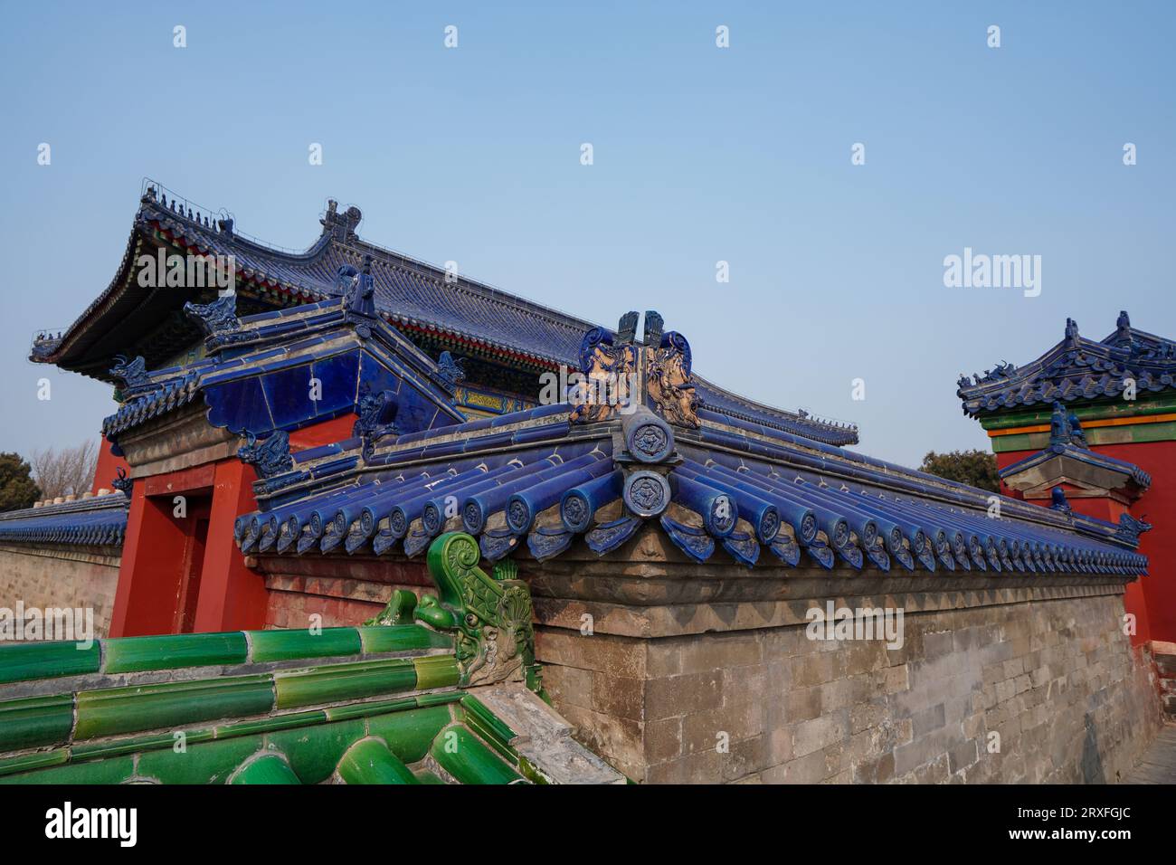 Purple Chinese glazed roof tile of the Temple of Heaven in Beijing ...