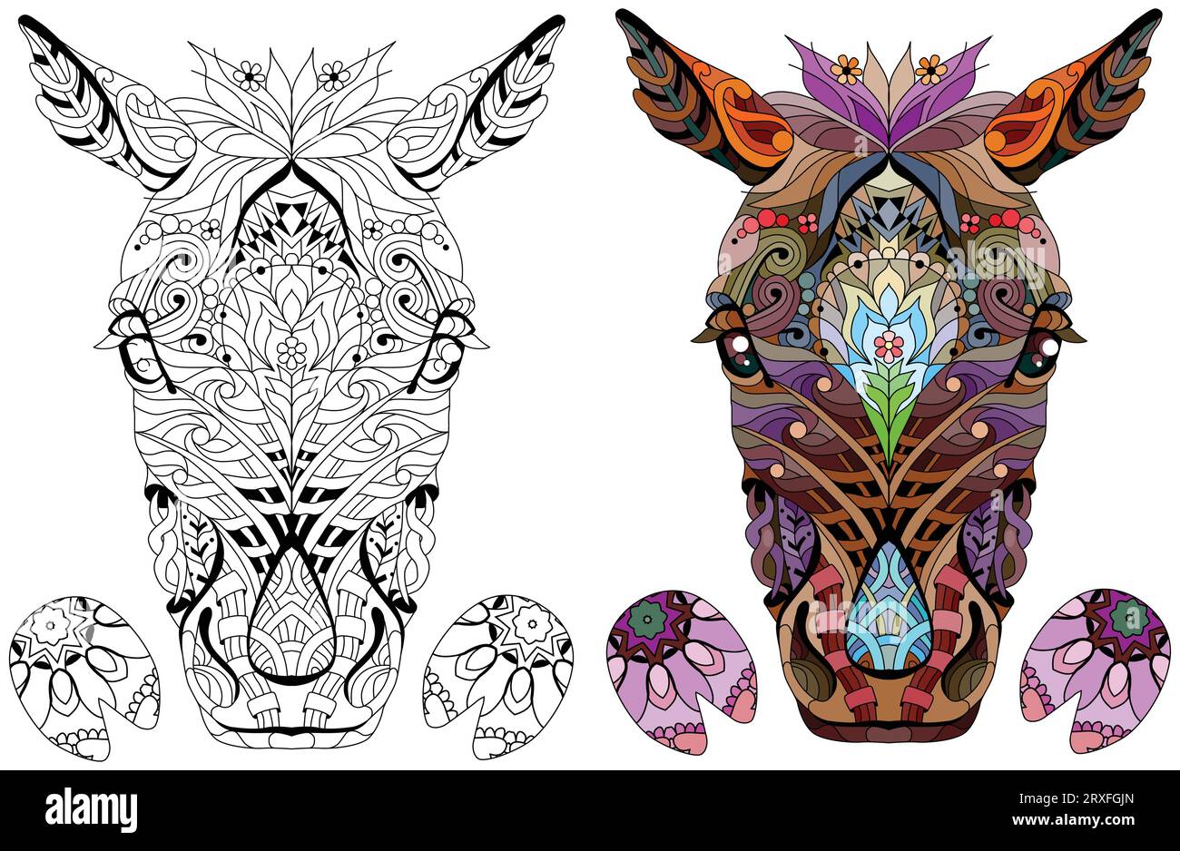 Head of horse zentangle styled with hooves for t-shirt design for ...