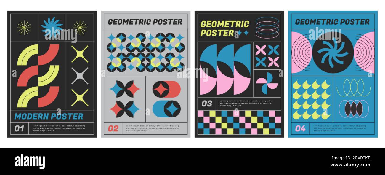 Modern aesthetics posters collection with abstract geometric shapes ...