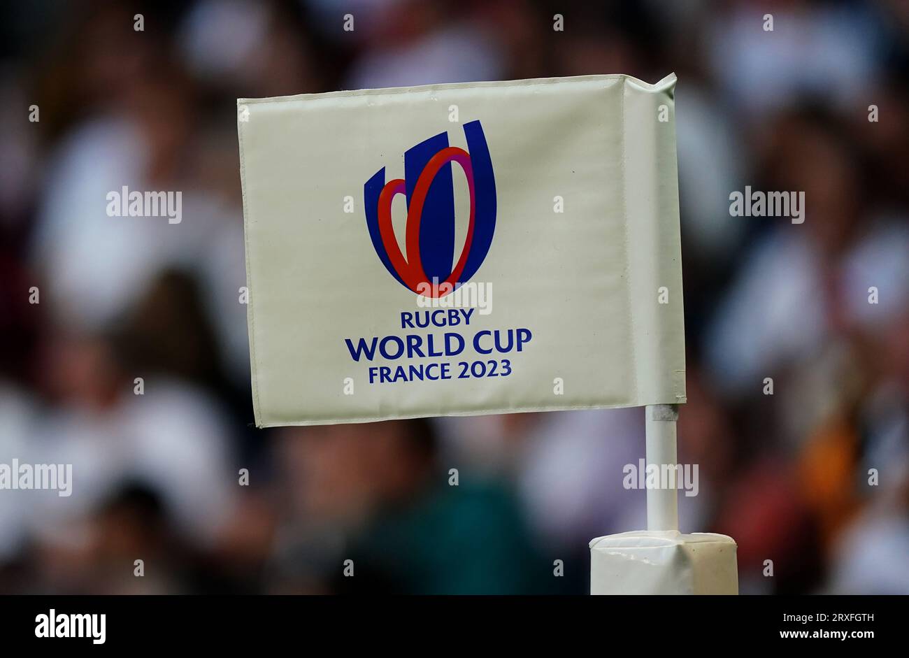 A general view of a corner flag during the Rugby World Cup 2023, Pool D ...