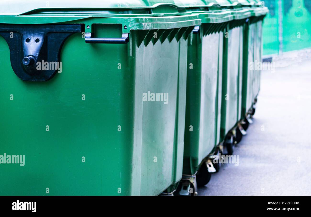 plastic containers, tanks. Sorting of garbage. waste recycling. Public ...