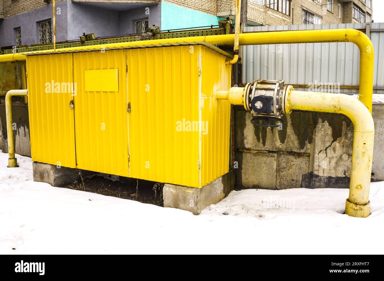 valve on the gas pipe. Providing with natural gas population. Station ...