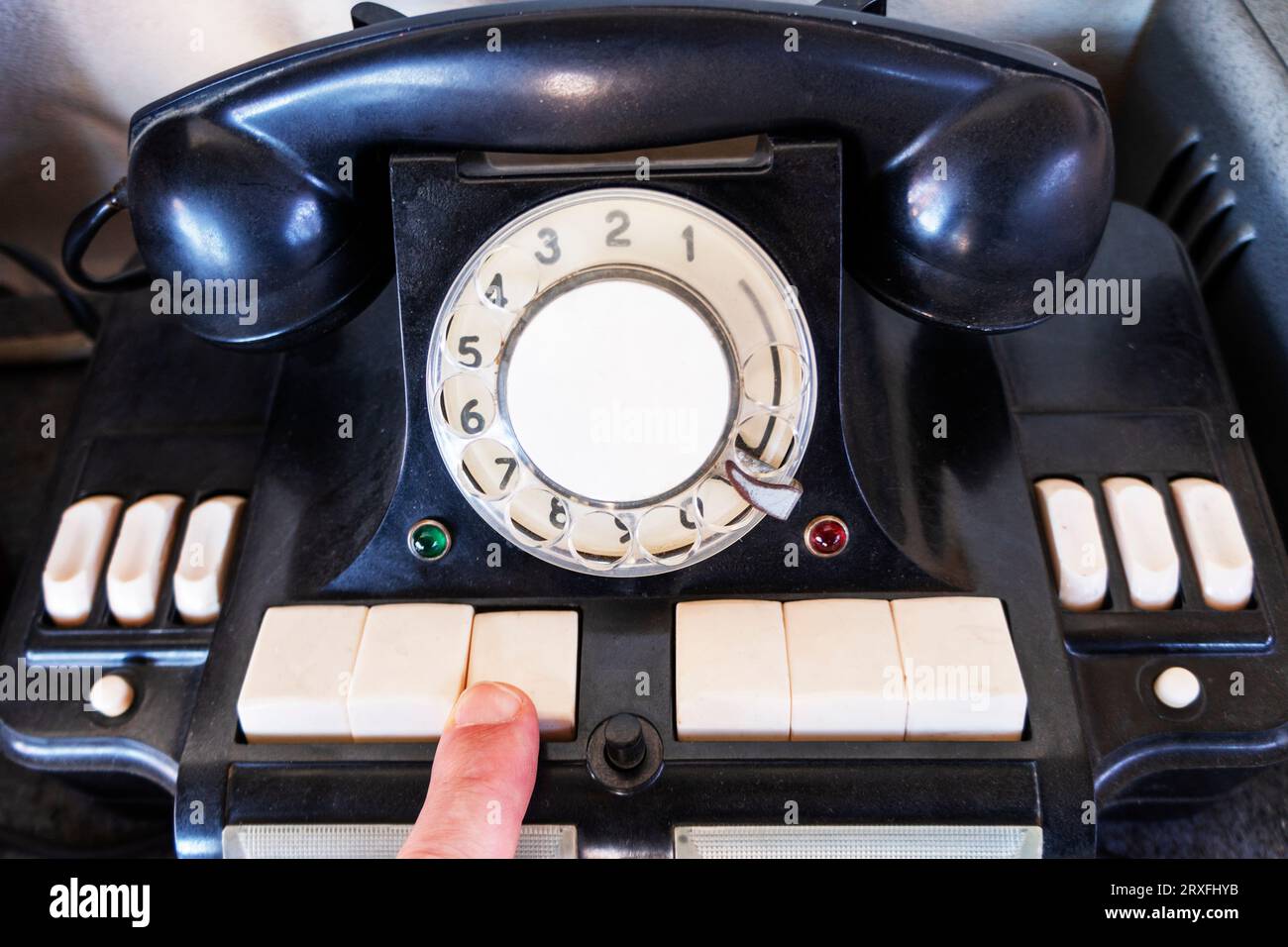 Retro telephone . old telephon with rotary dial. vintage phone with ...
