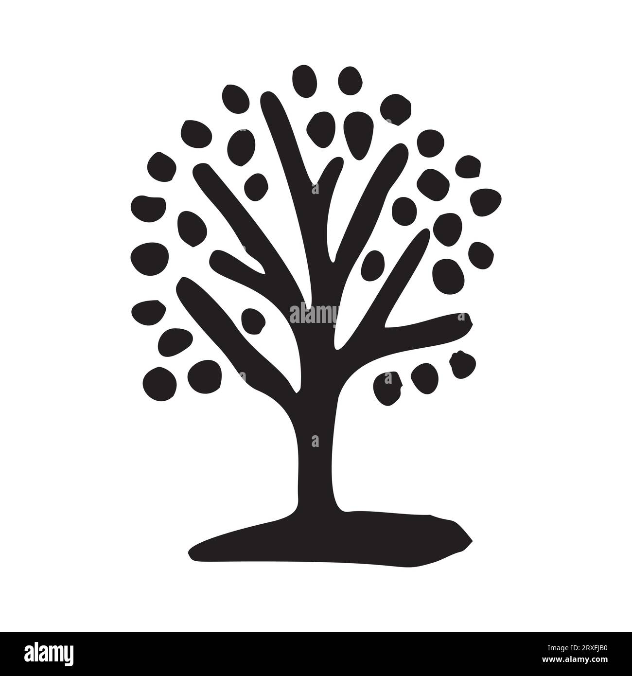 Whimsical woodland tree design element in vector organic style ...