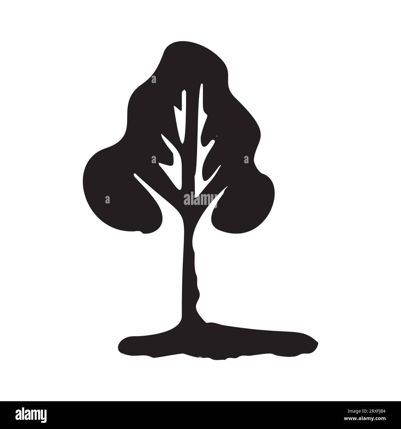 Whimsical woodland tree design element in vector organic style ...