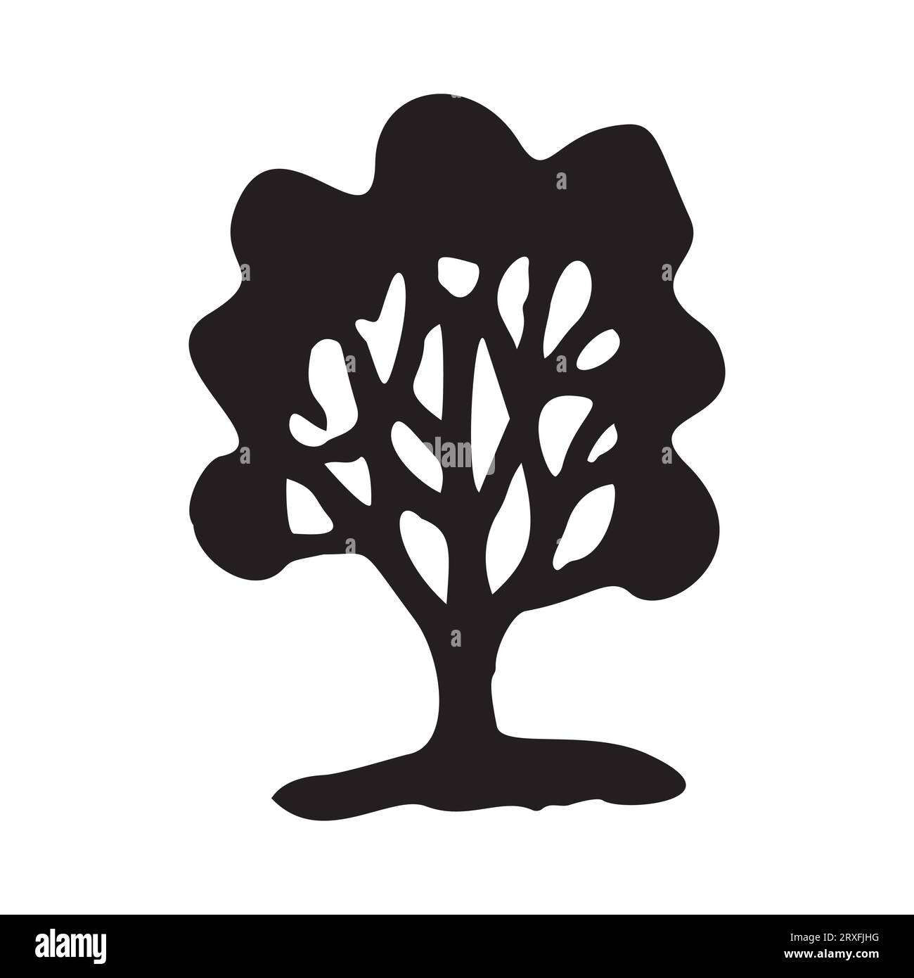 Whimsical woodland tree design element in vector organic style ...