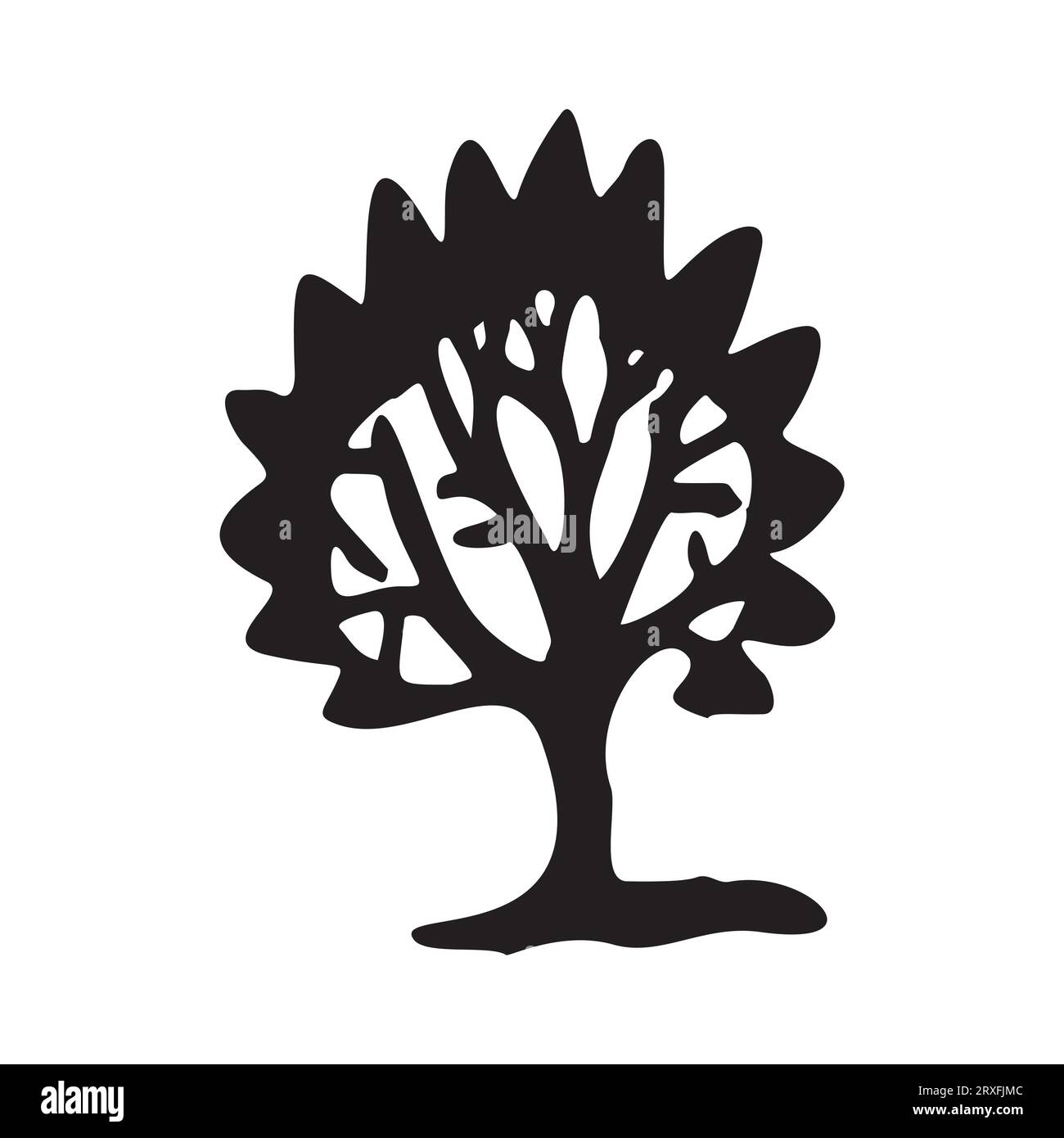 Whimsical woodland tree design element in vector organic style ...