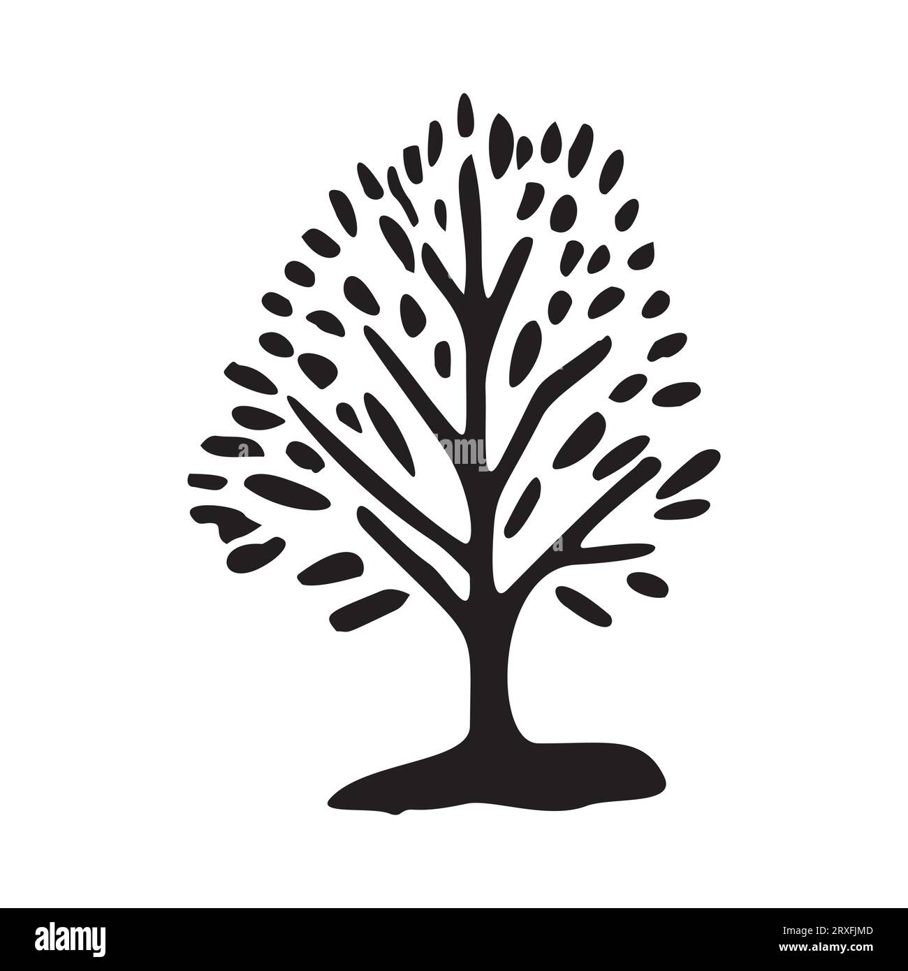 Whimsical woodland tree design element in vector organic style ...