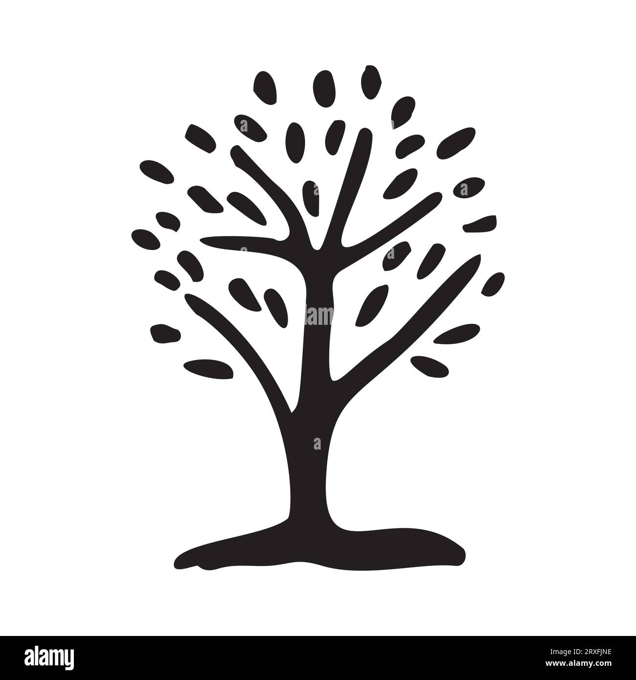 Whimsical woodland tree design element in vector organic style ...