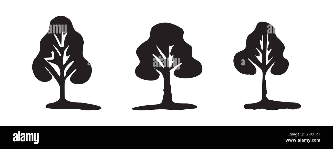 Whimsical forest tree design collection vector organic style ...