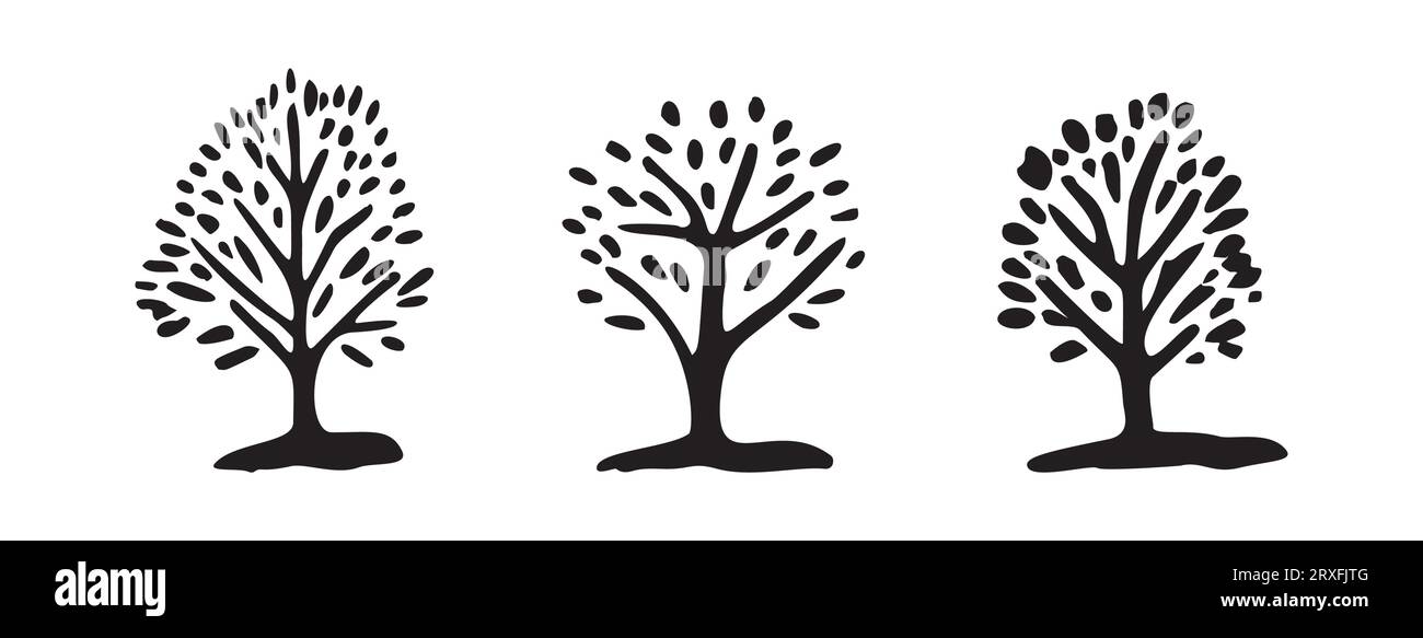 Whimsical forest tree design collection vector organic style ...