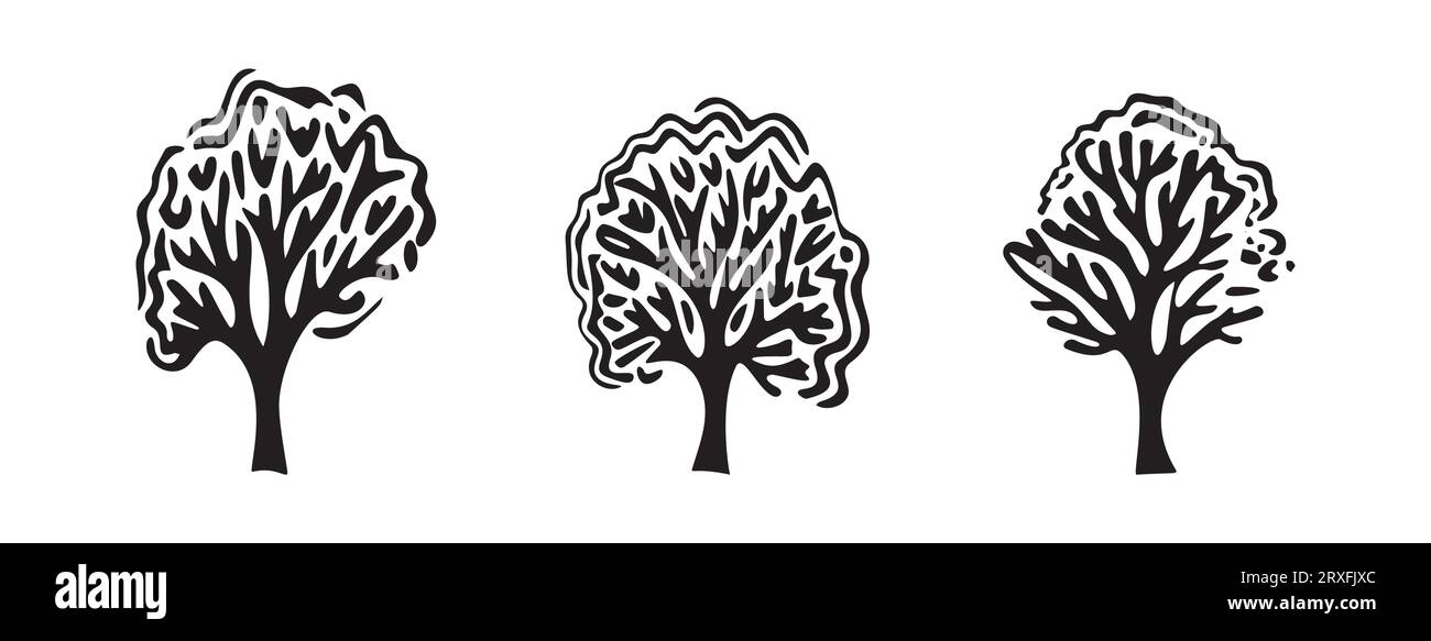Whimsical forest tree design collection vector organic style ...