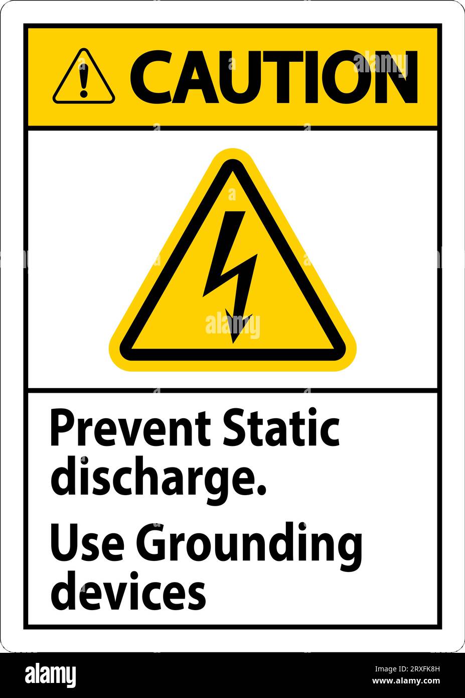 Caution Sign Prevent Static Discharge, Use Grounding Devices Stock ...