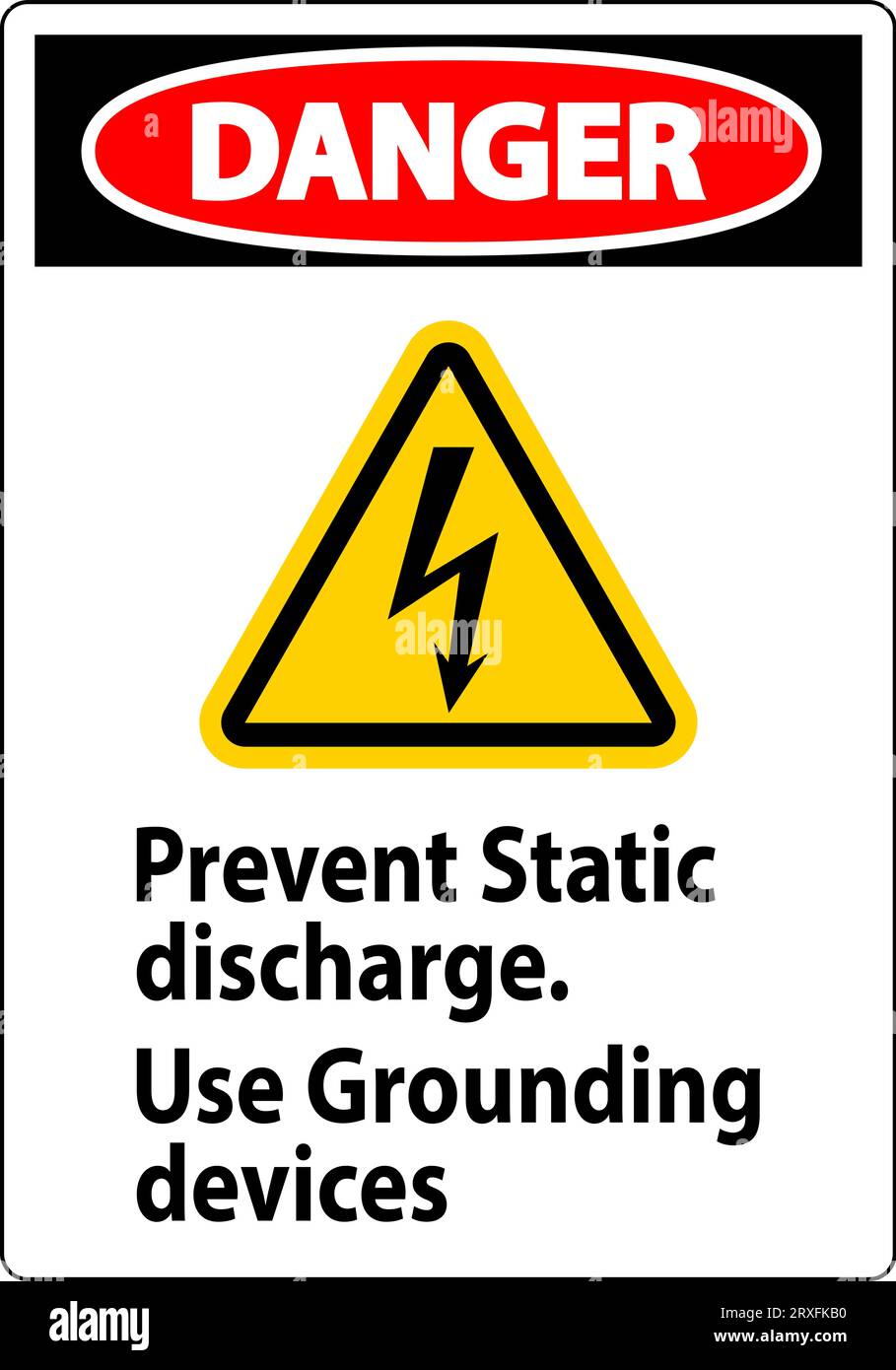 Danger Sign Prevent Static Discharge, Use Grounding Devices Stock ...