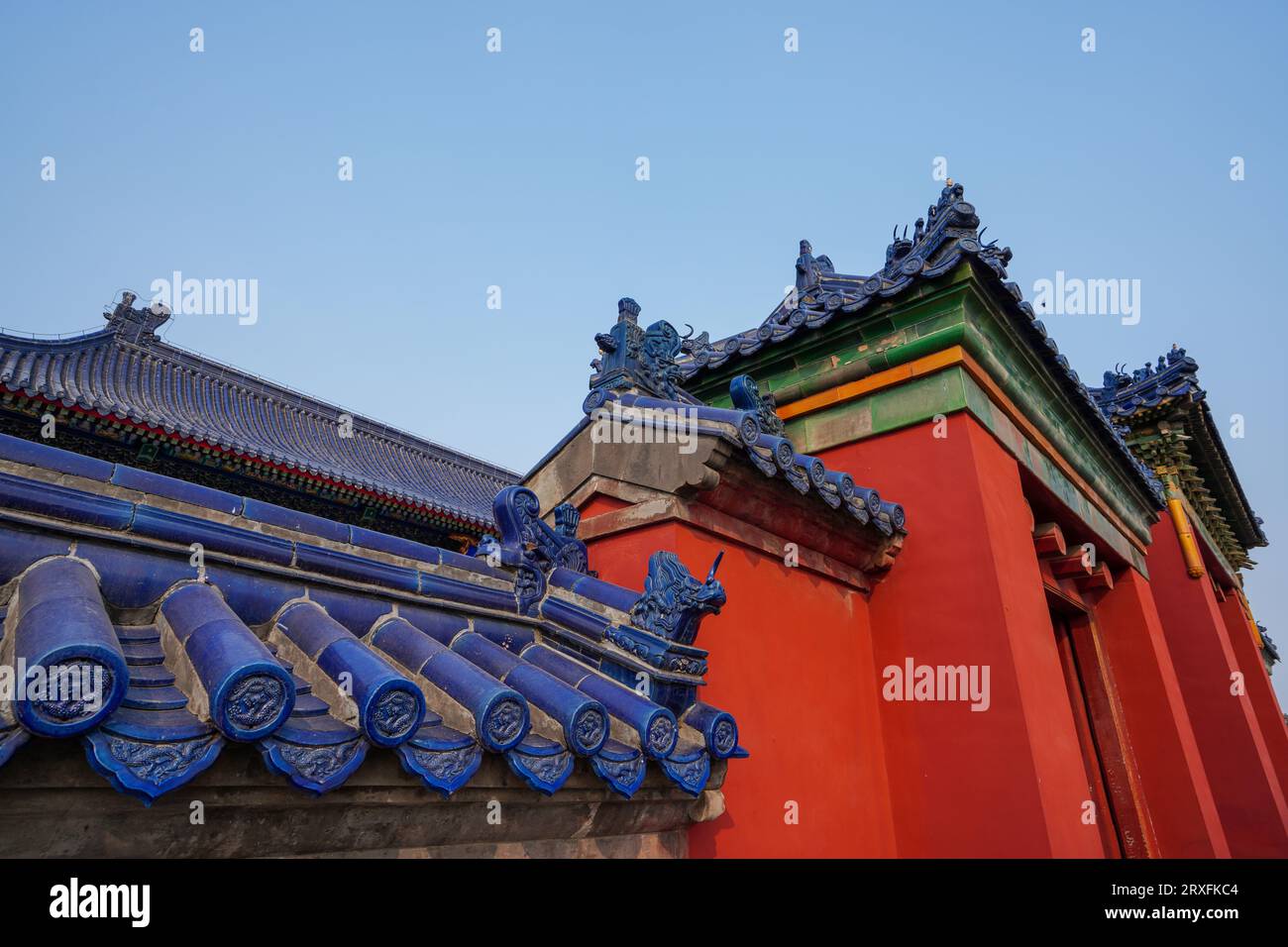Purple Chinese glazed roof tile of the Temple of Heaven in Beijing ...