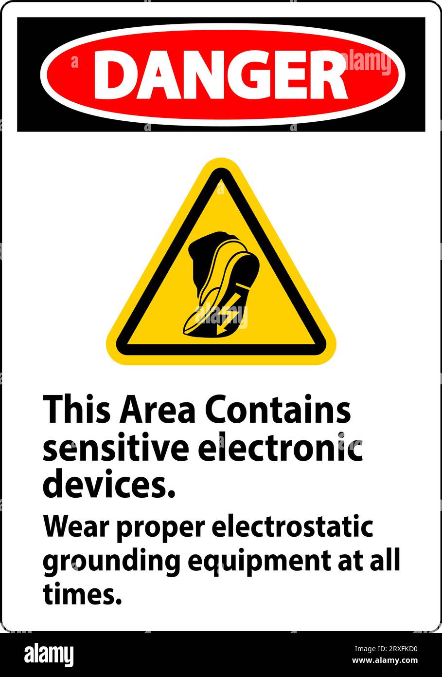 Danger Sign This Area Contains Sensitive Electronic Devices, Wear ...