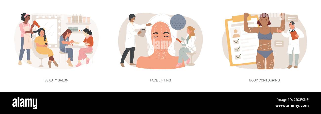 Aesthetic services isolated concept vector illustration set. Beauty ...