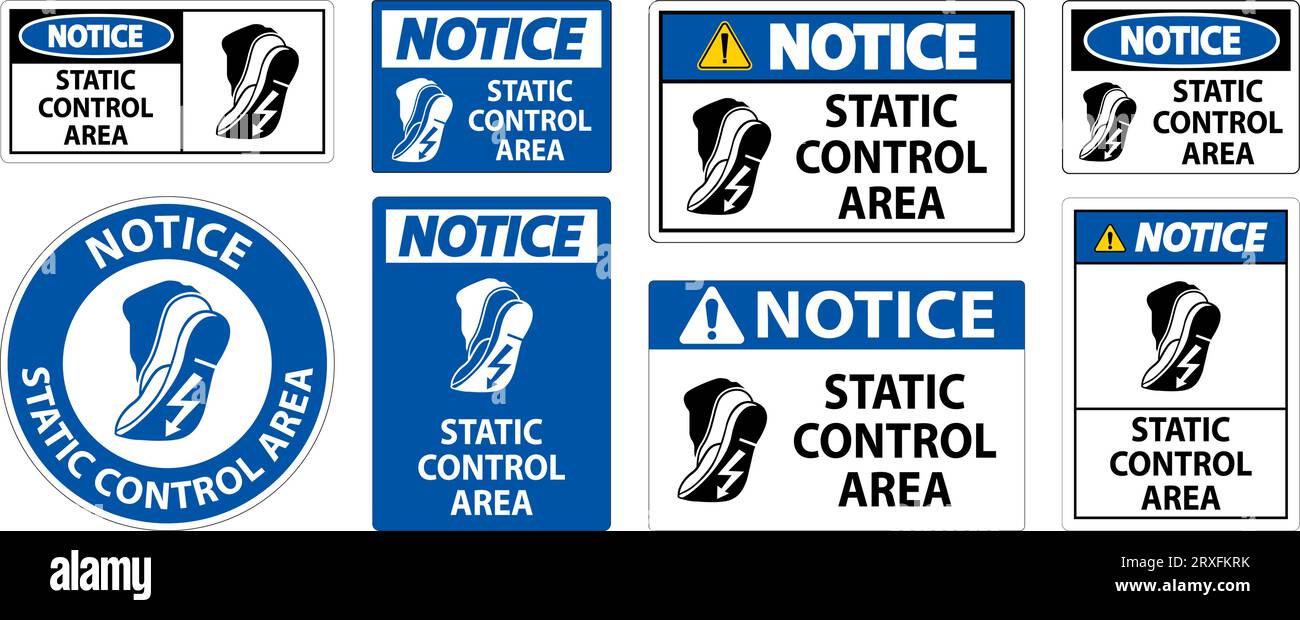 Notice Sign Static Control Area Stock Vector Image & Art - Alamy