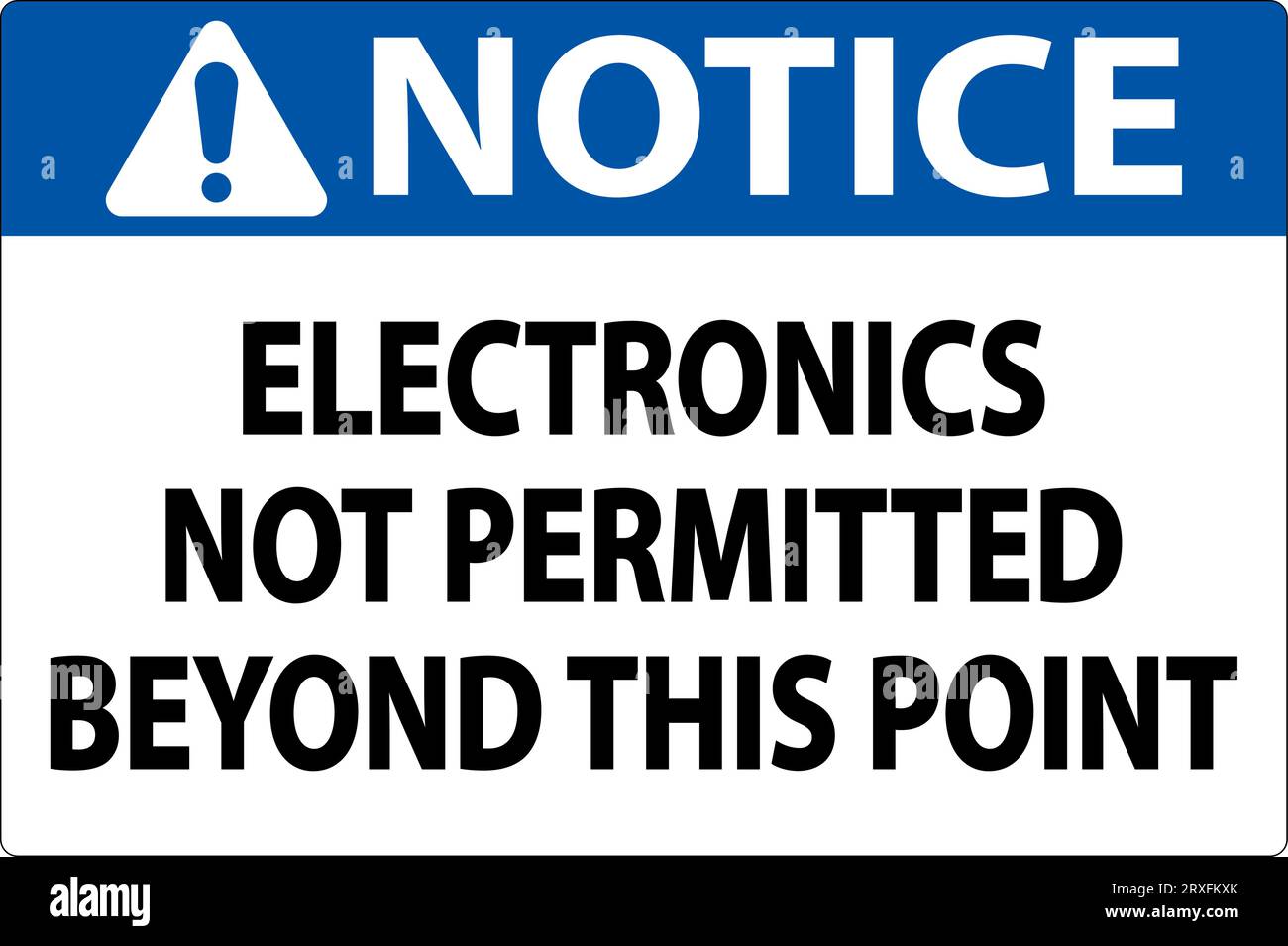 Notice Sign Electronics Not Permitted Beyond This Point Stock Vector ...