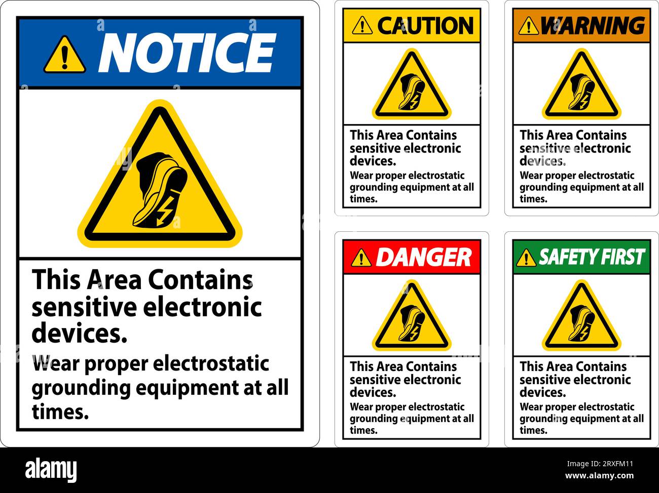 Caution Sign This Area Contains Sensitive Electronic Devices, Wear ...