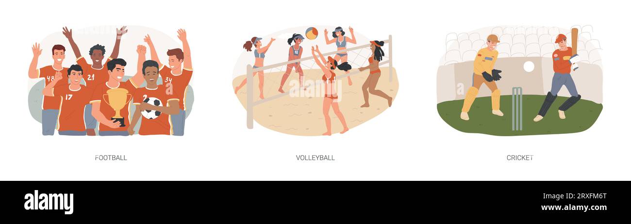 Team tournament isolated concept vector illustration set. Football and ...