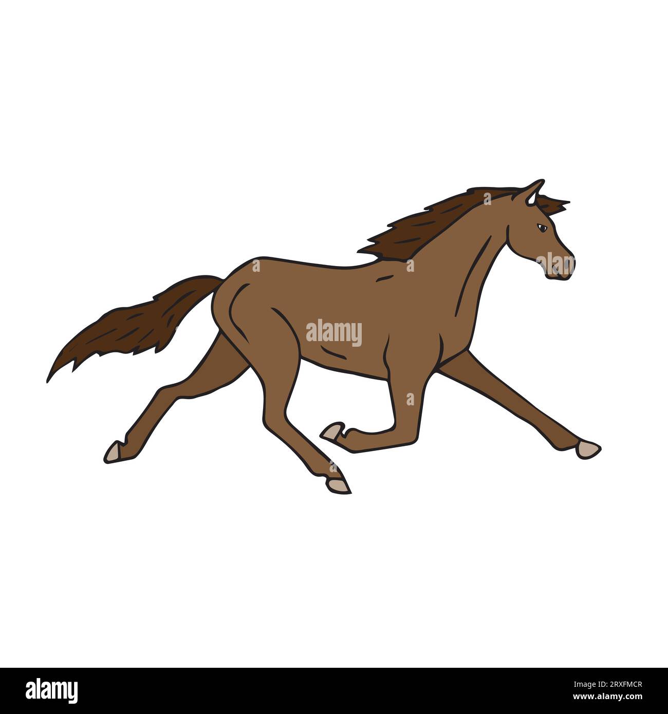 Vector hand drawn doodle sketch colored trotter horse isolated on white ...