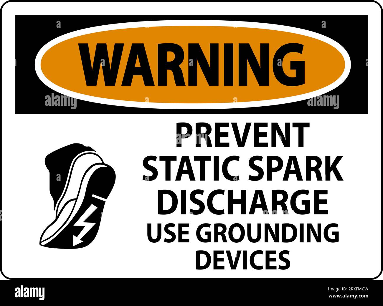 Warning Sign Prevent Static Spark Discharge, Use Grounding Devices ...