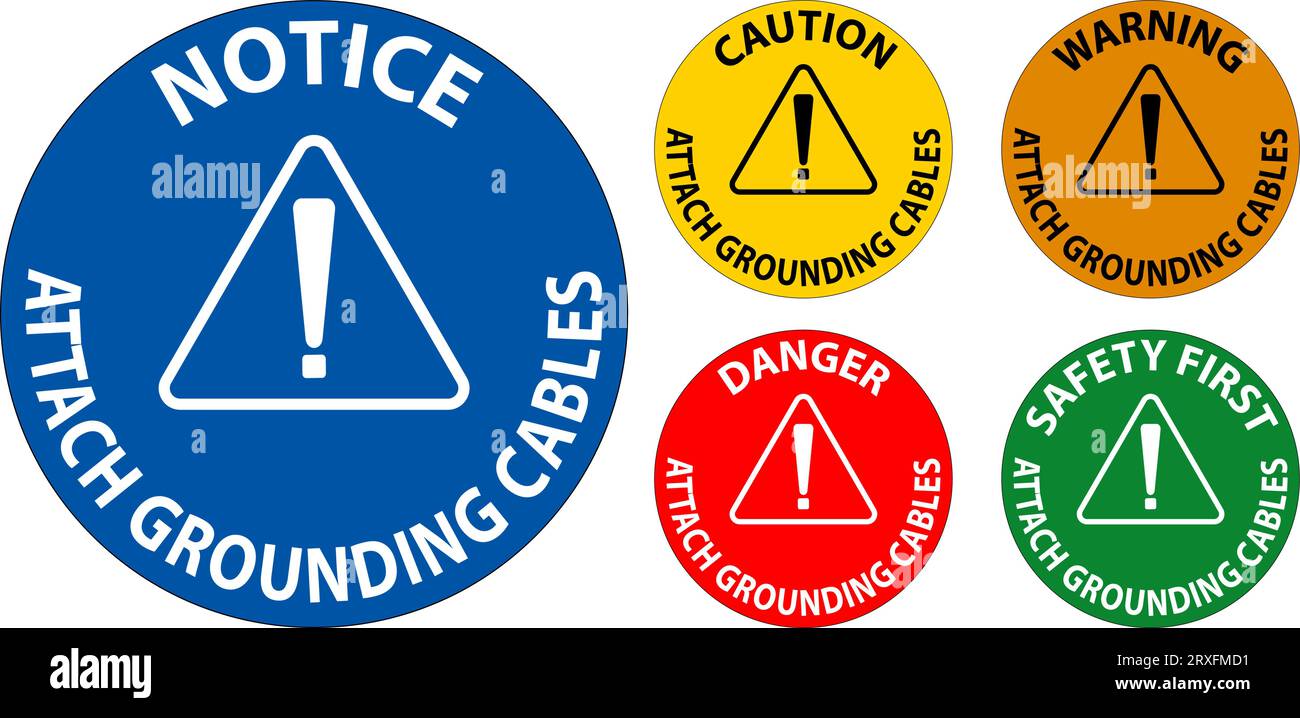 Caution Sign Attach Grounding Cables Stock Vector Image & Art - Alamy