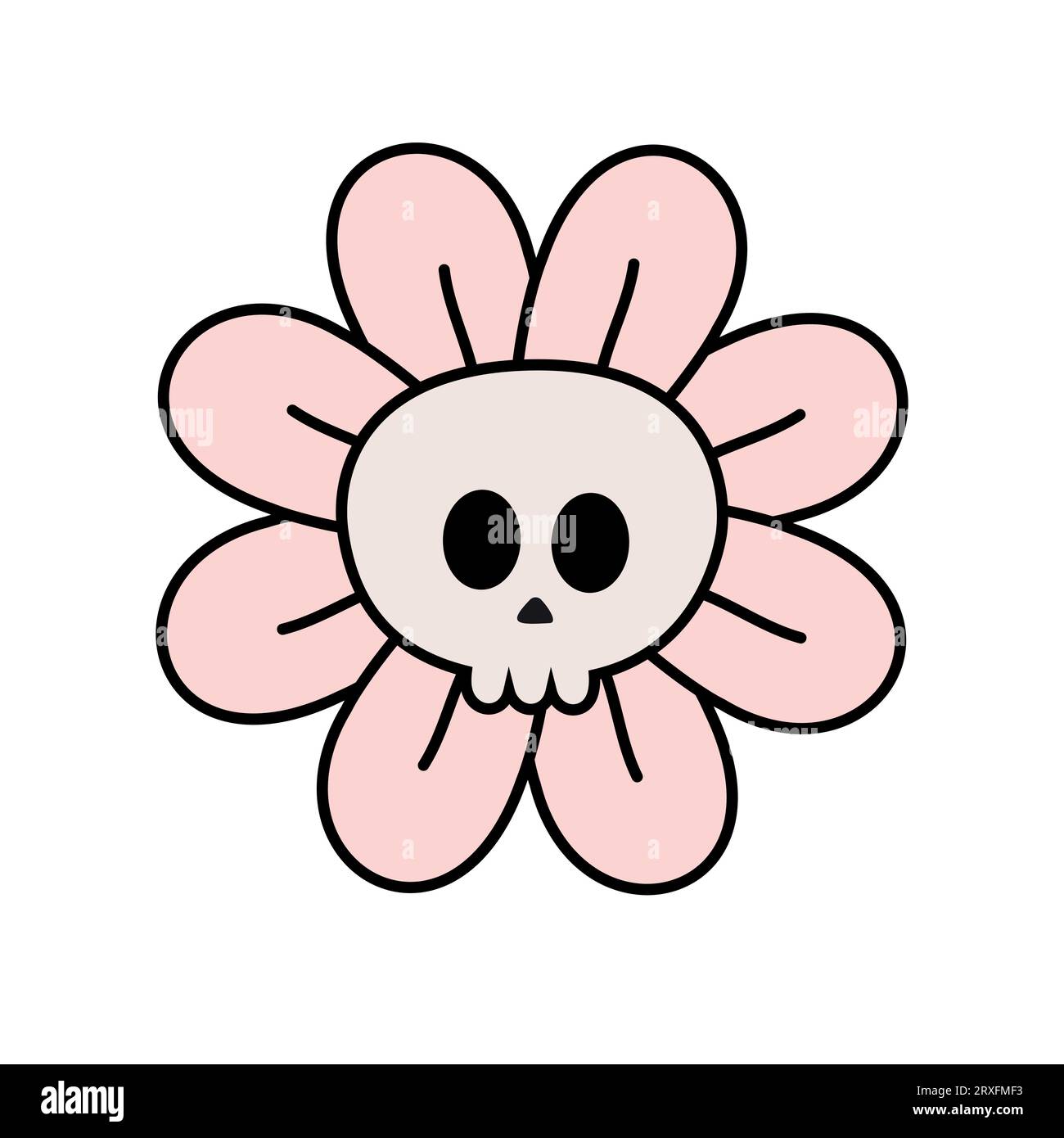 Vector groovy flower skull isolated on white background Stock Vector ...