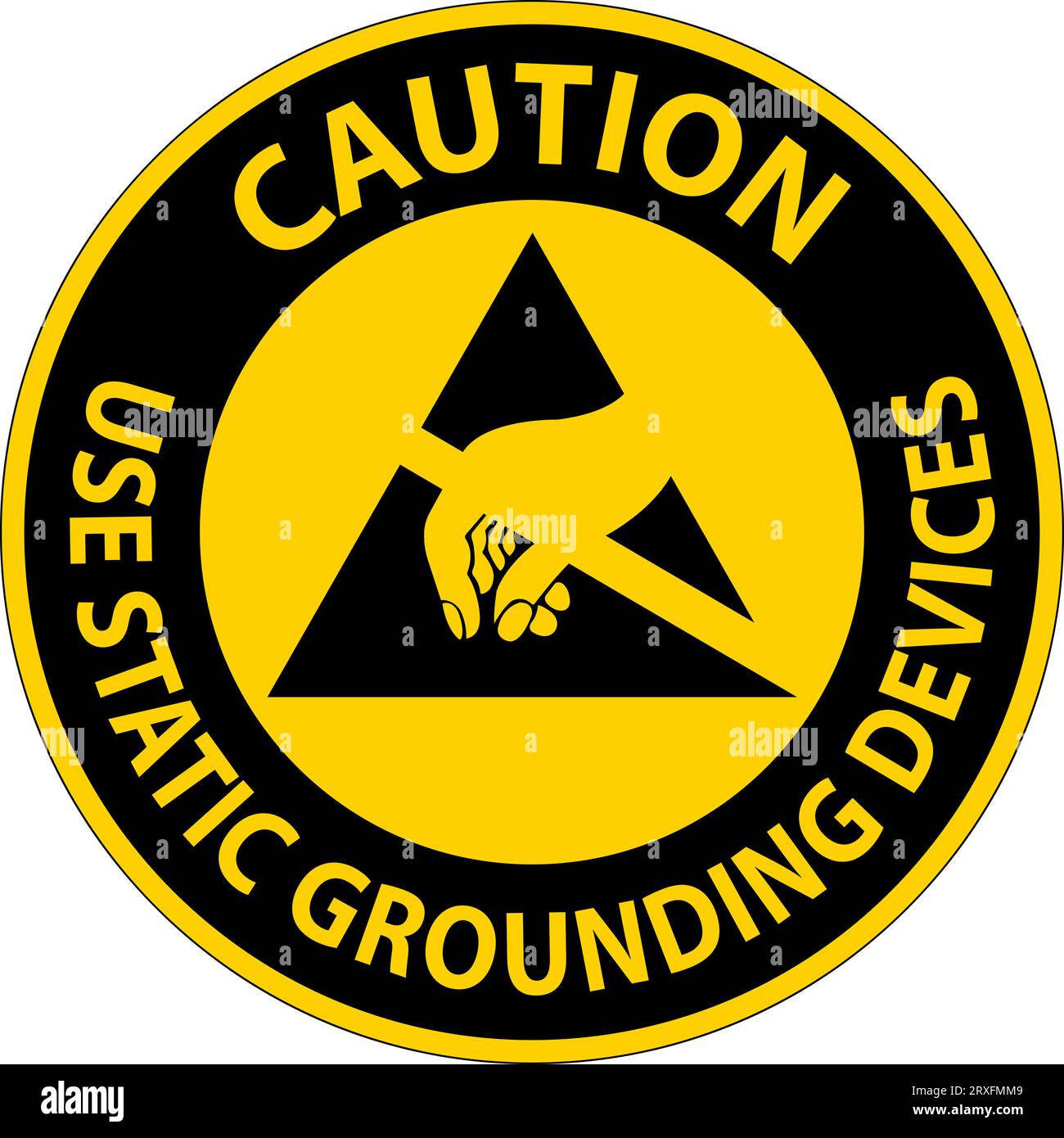 Caution Sign Use Static Grounding Devices Stock Vector Image & Art - Alamy
