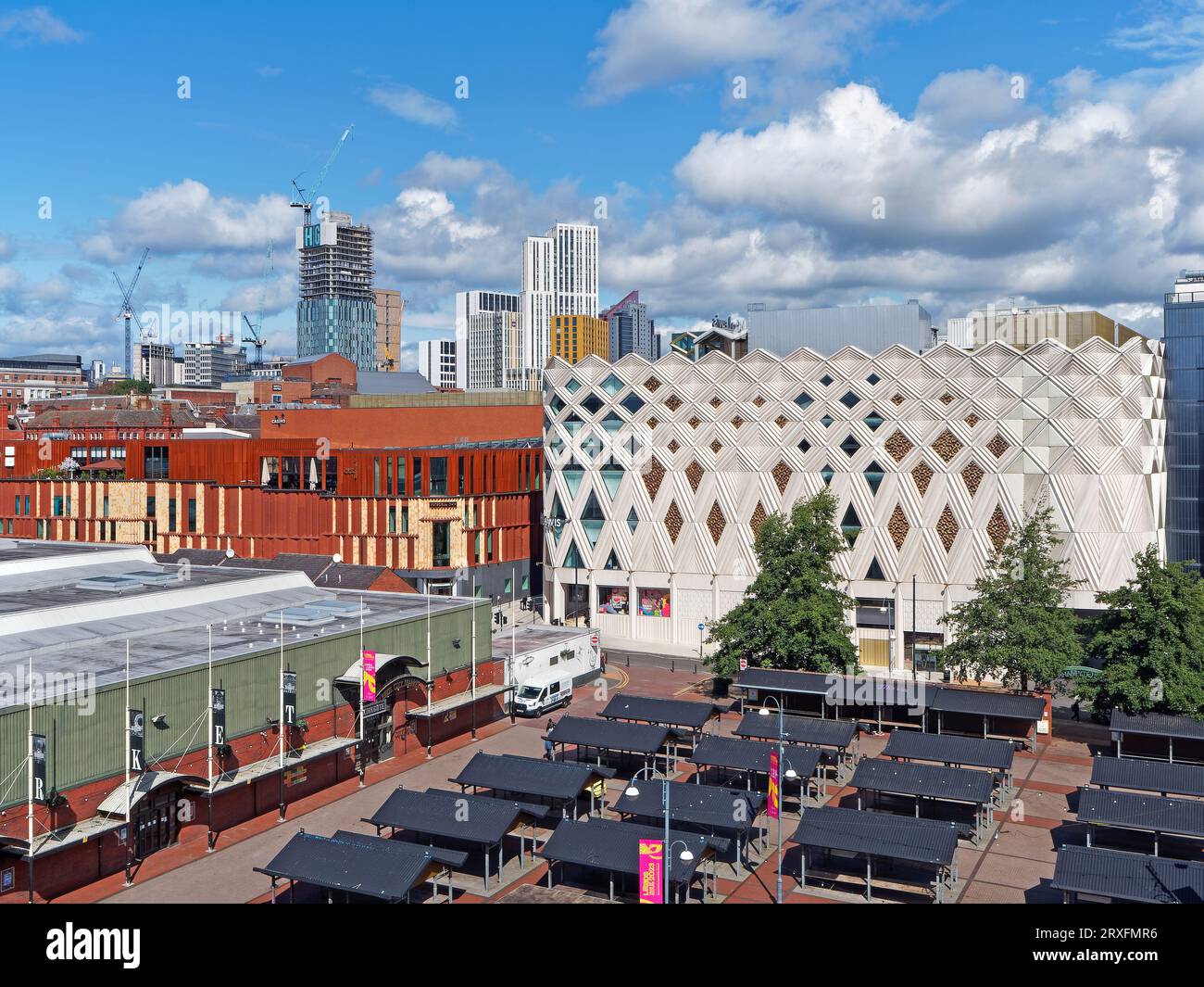 UK, West Yorkshire, Leeds, Kirkgate Outdoor Market, John Lewis and ...