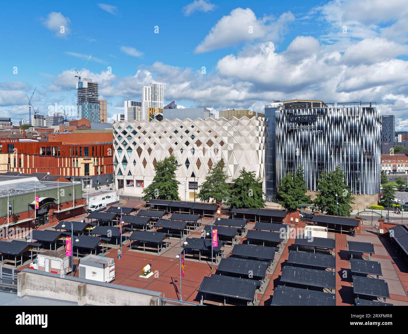 UK, West Yorkshire, Leeds, Kirkgate Outdoor Market, John Lewis and ...