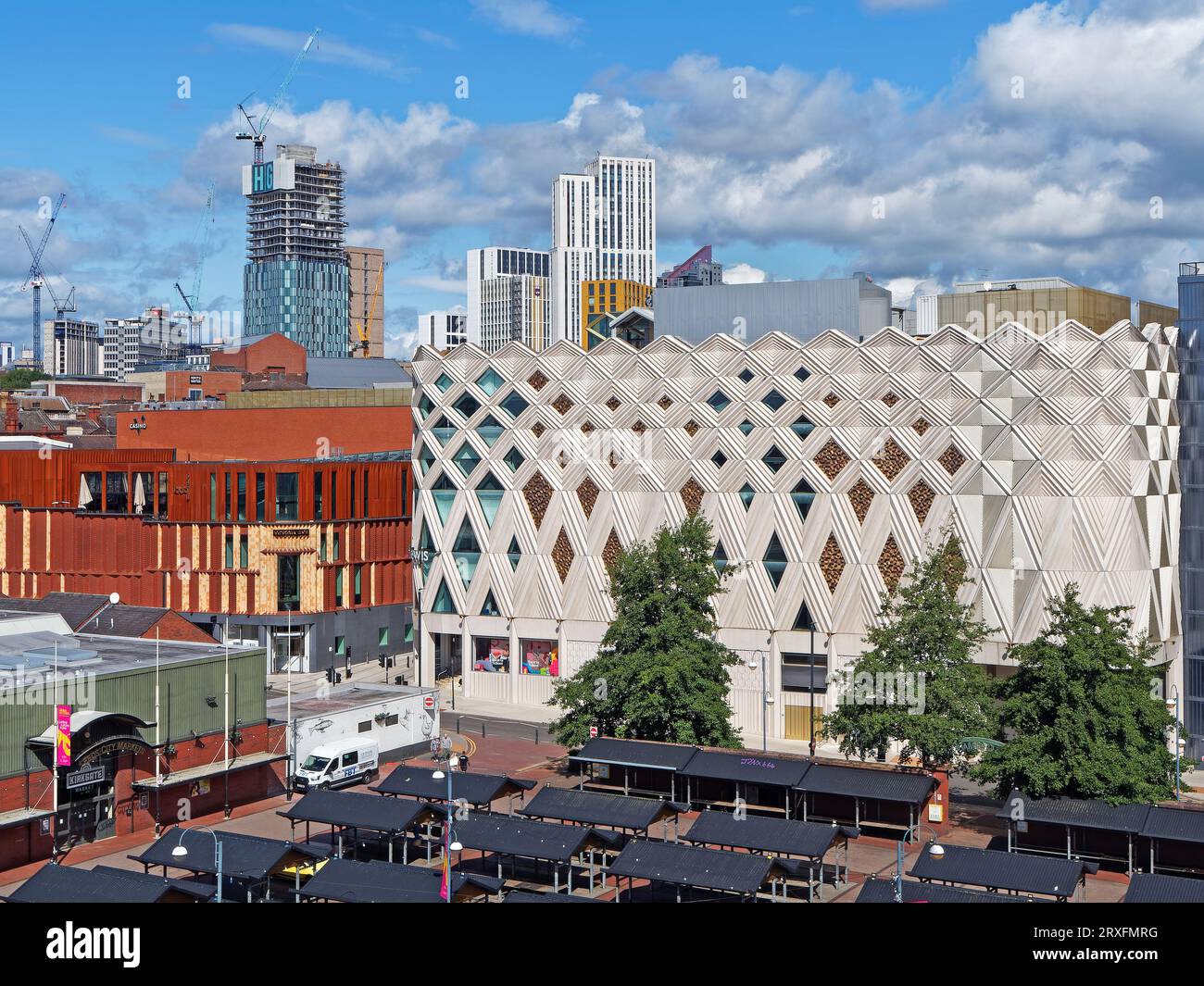 UK, West Yorkshire, Leeds, Kirkgate Outdoor Market, John Lewis and ...
