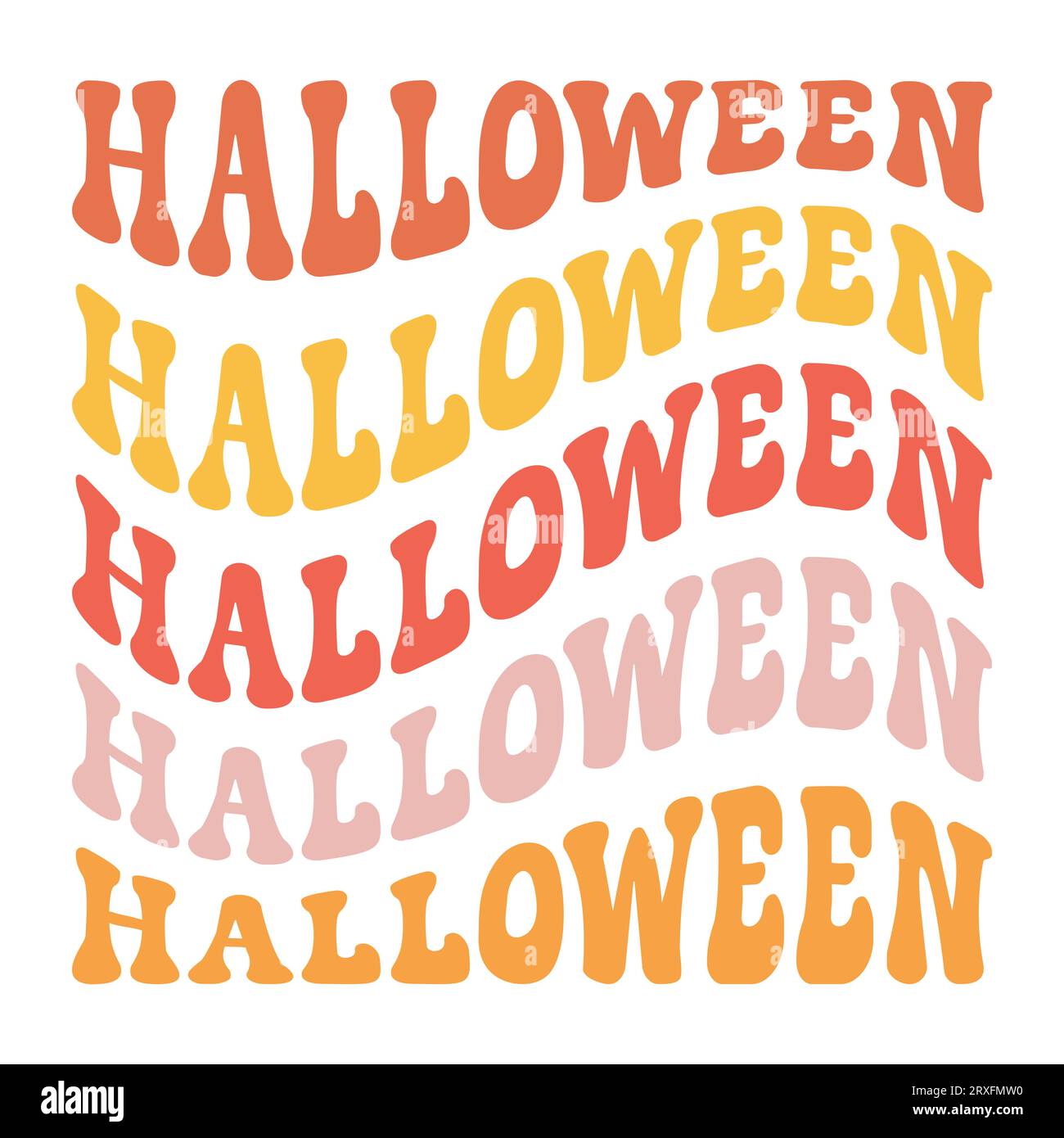 Vector retro groovy different color Halloween lettering isolated on ...