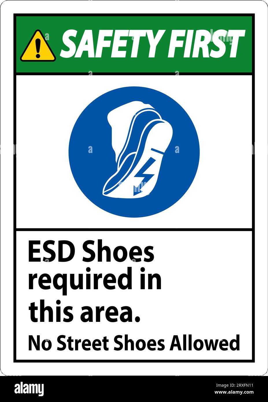 Safety First Sign ESD Shoes Required In This Area. No Street Shoes ...
