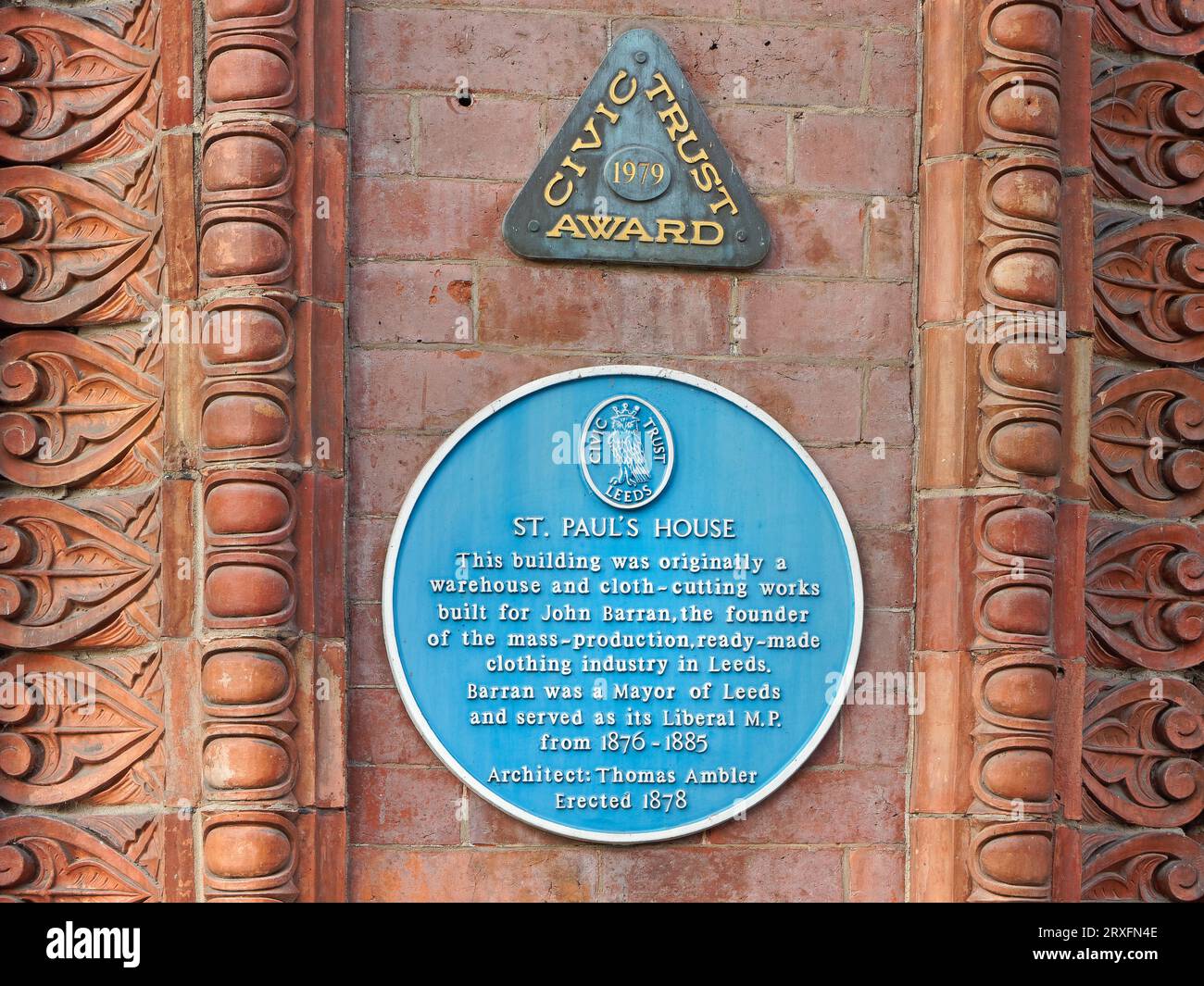 UK, West Yorkshire, Leeds, Blue Plaque on St Pauls House Stock Photo ...