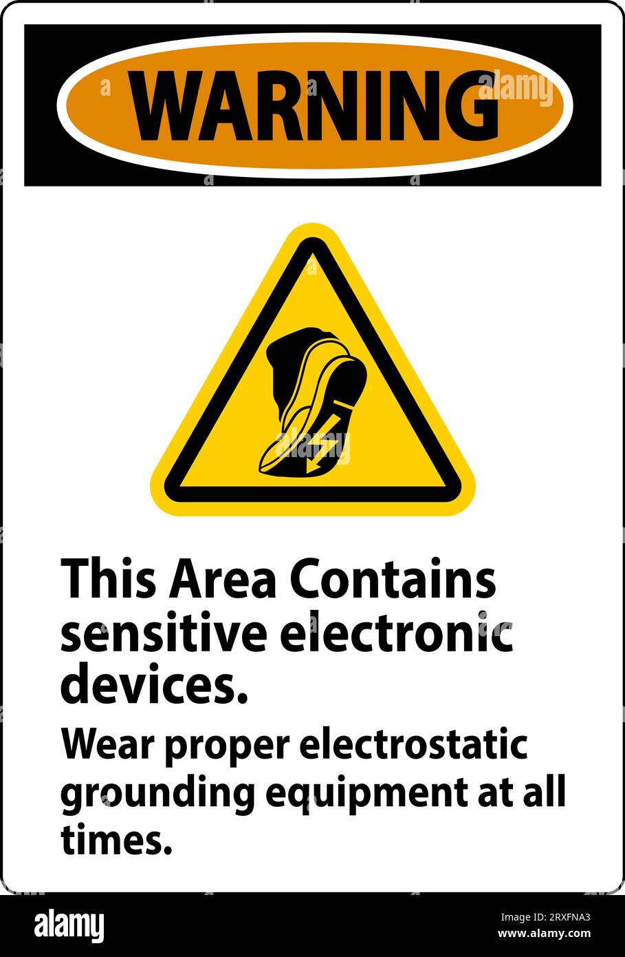 Warning Sign This Area Contains Sensitive Electronic Devices, Wear ...