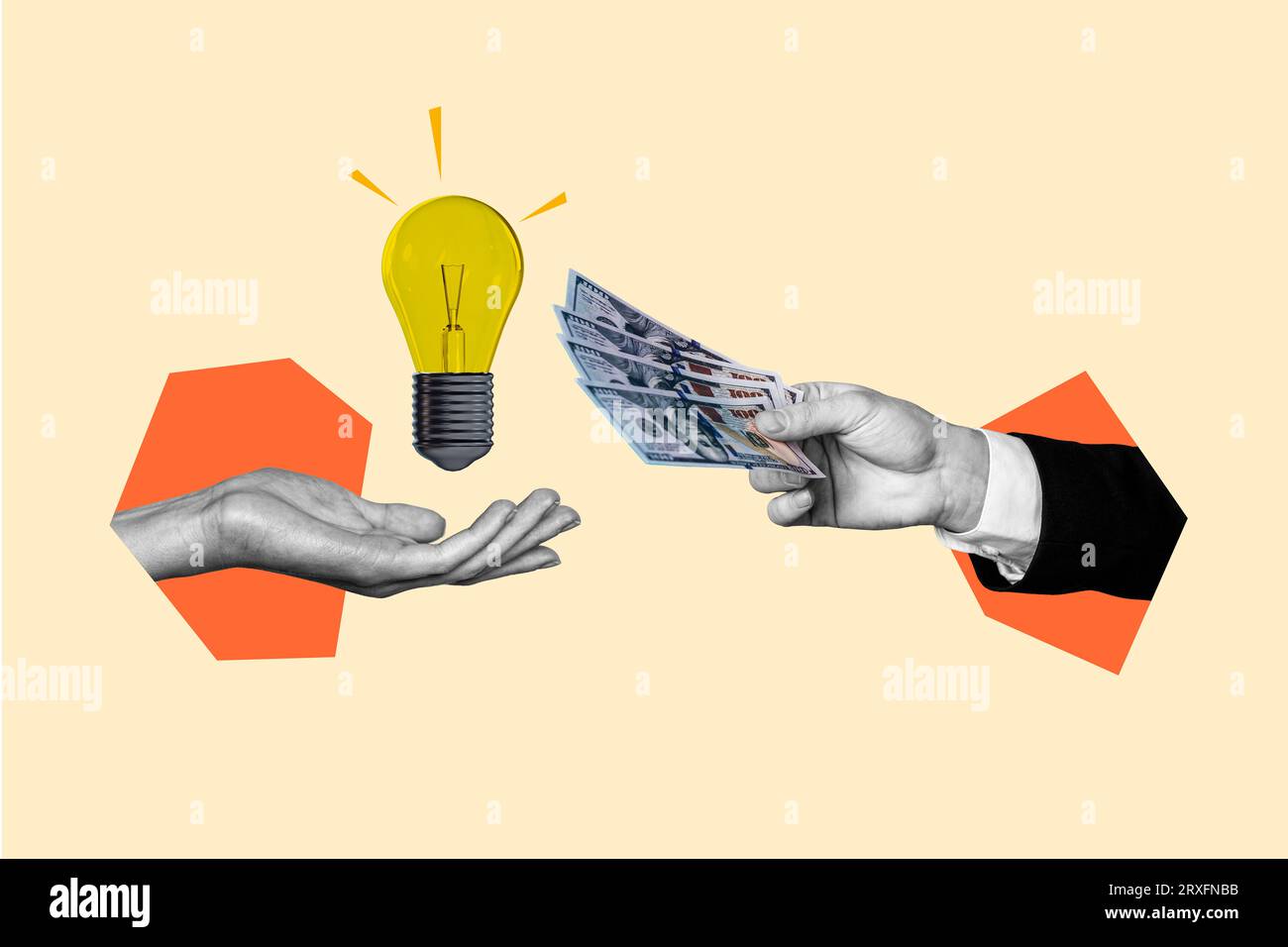 Exclusive magazine picture sketch collage image of arm paying money for ...