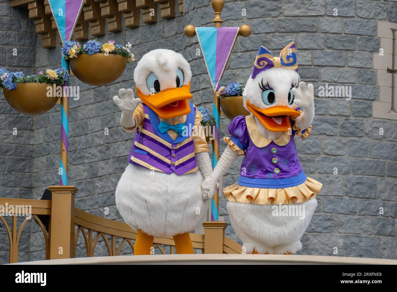 Orlando, USA - July 25th, 2023: The Donald and Daisy Duck characters in ...