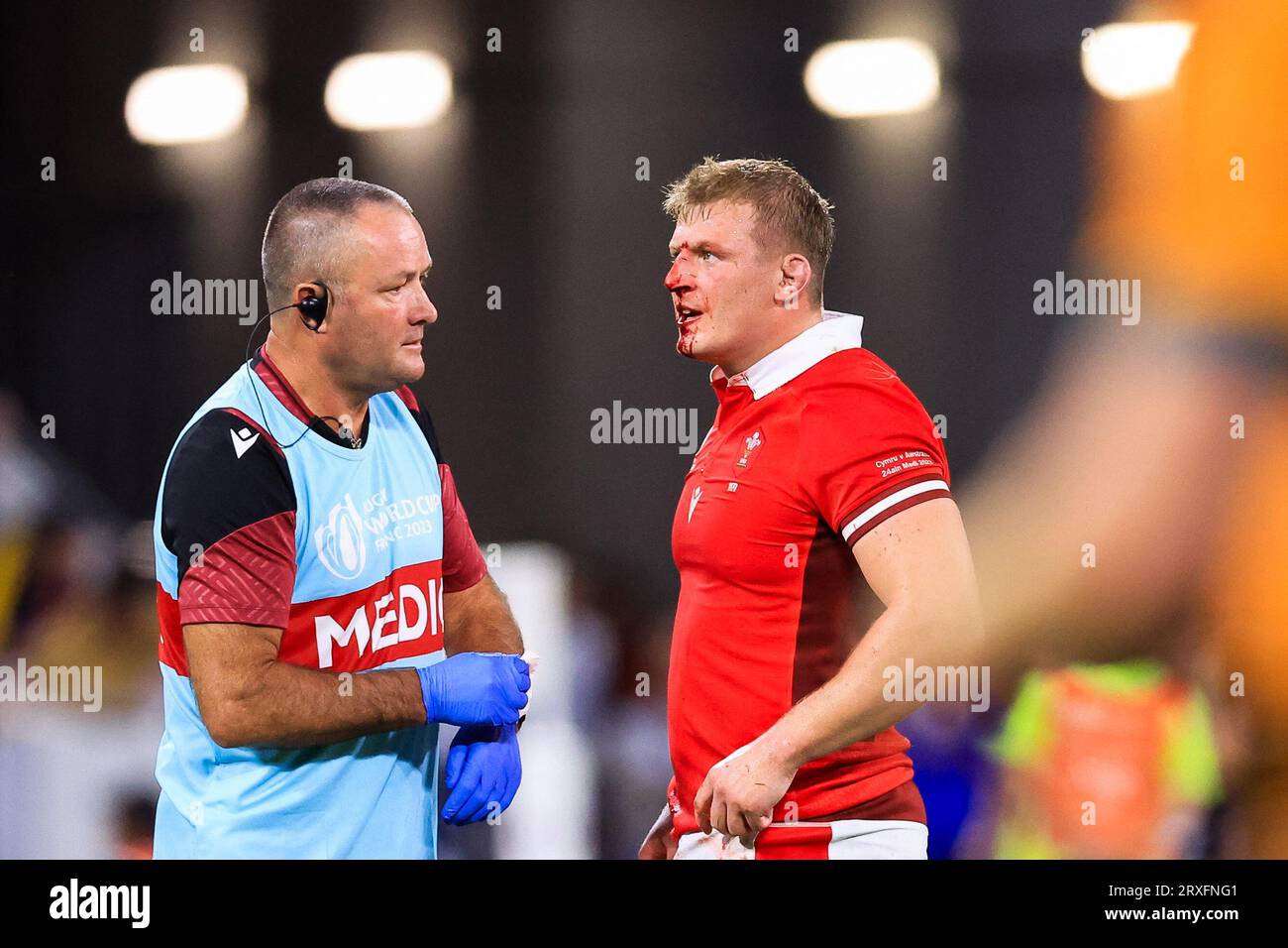 Lyon, France. 24th Sep, 2023. Jac Morgan #7 of Wales during the Rugby ...