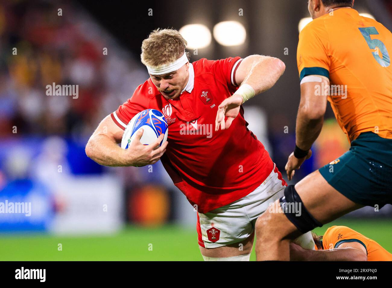 Lyon, France. 24th Sep, 2023. Aaron Wainwright #6 of Wales during the ...