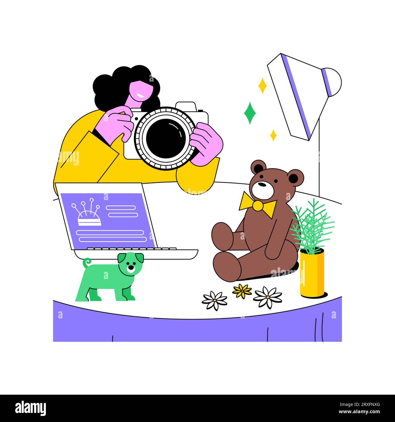 Promote handcrafts isolated cartoon vector illustrations. Woman takes ...