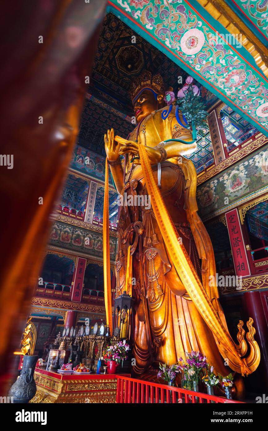 Beijing - China, February 27, 2023: The 18m high statue of Maitreya ...