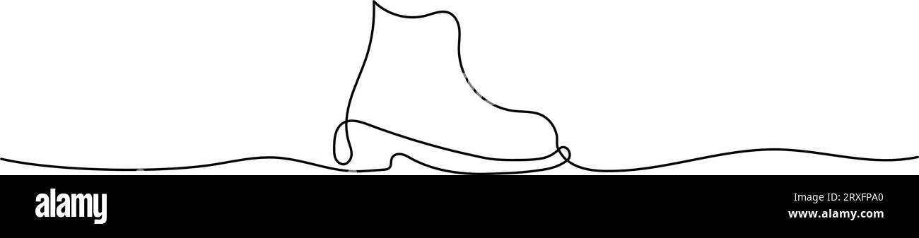 Shoe Boot shape drawing by continuous line, thin line design vector ...