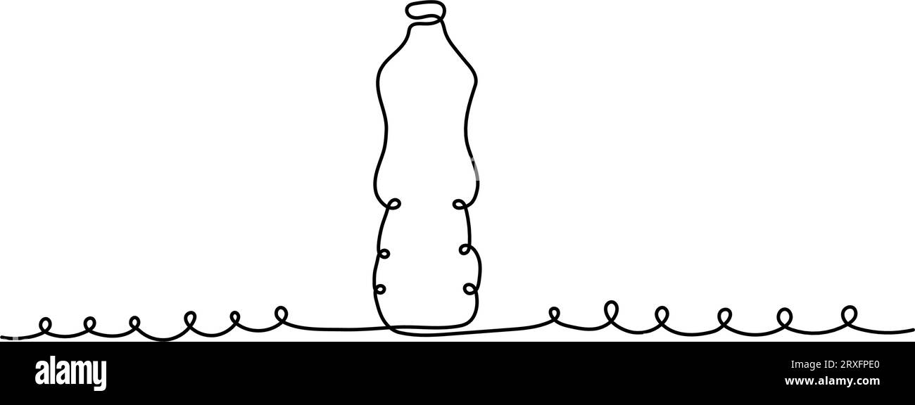 Water Bottle drawing by continuous line, thin line design vector ...
